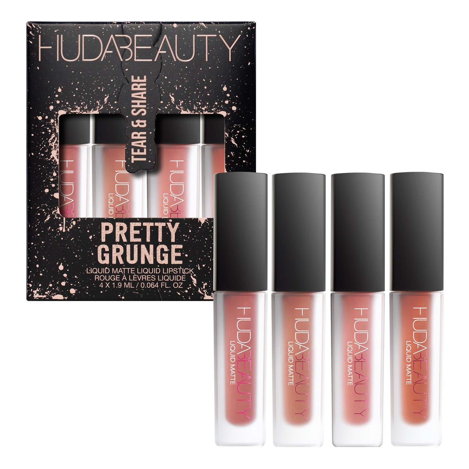 Pretty Grunge Liquid Matte Lip Quad - Set ruj de buze lichid Huda ...